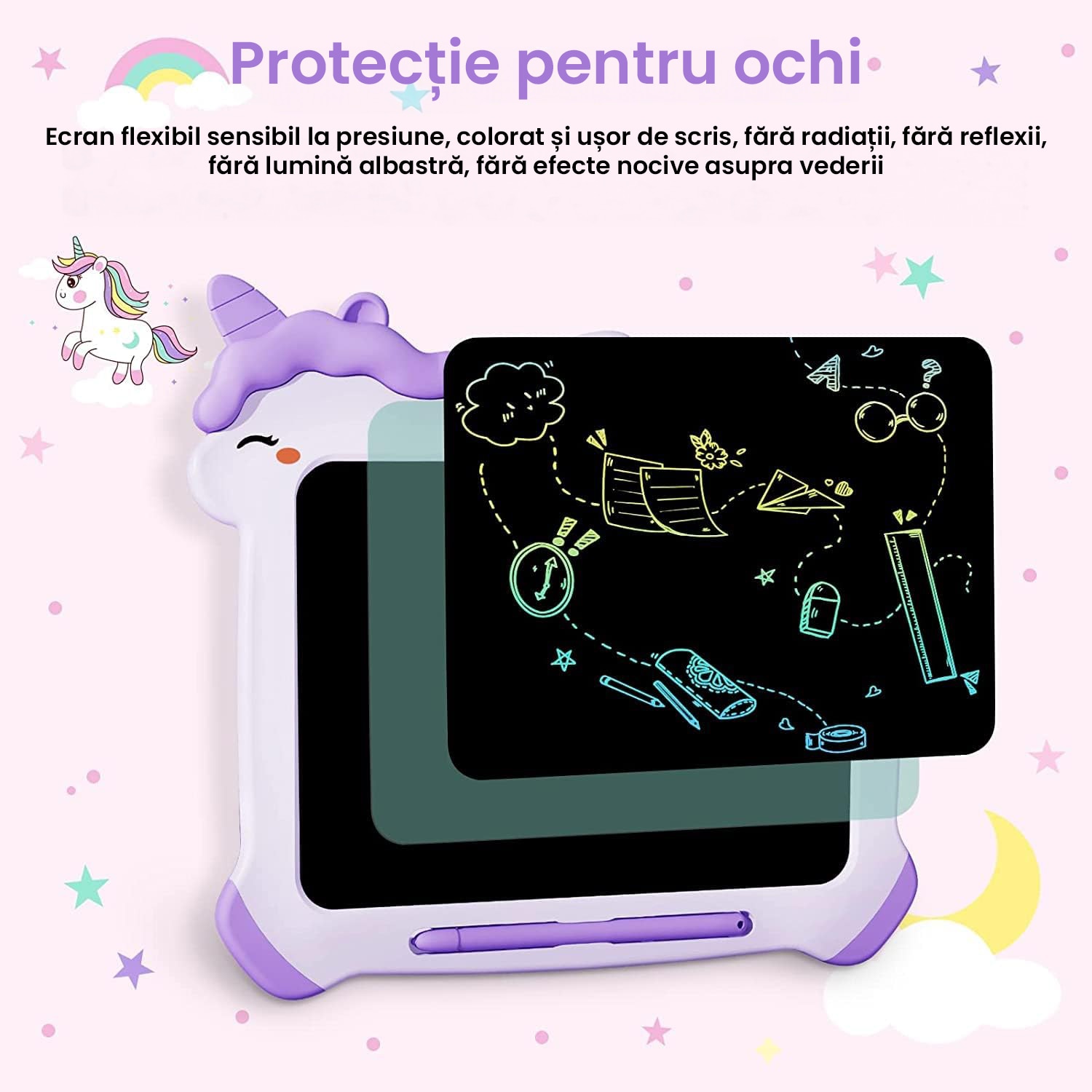 Tableta LCD desen si scris pentru copii, cu ecran colorat, 8.5 inch ...