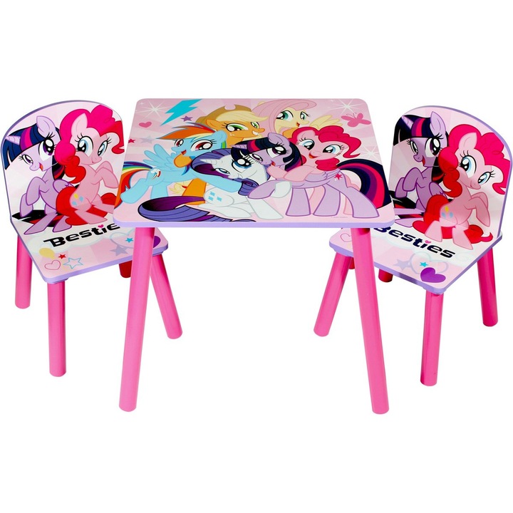 Set masuta cu doua scaune pentru copii, multicolor, My Little Pony ...