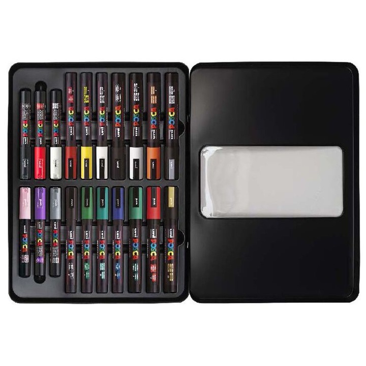 Set 20 Carioci POSCA UNI Mitsubishi Dirty Harry, mapa metalica, vopsea ...