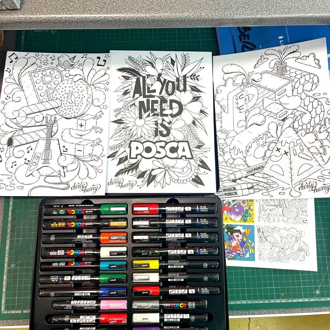 Set 20 Carioci POSCA UNI Mitsubishi Dirty Harry, mapa metalica, vopsea ...