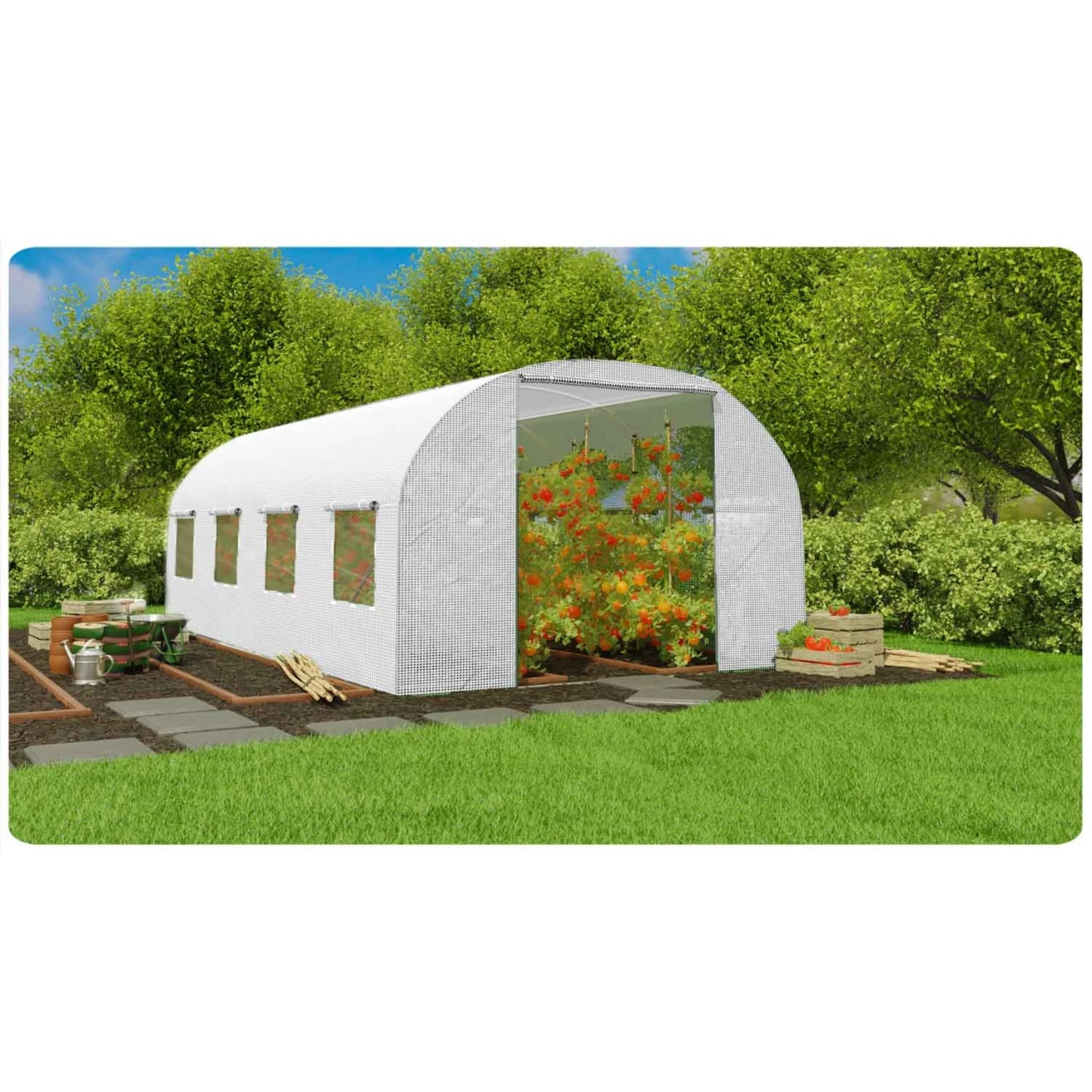 Solar de gradina, tip tunel, 13.5 mp, 300 cm x 450 cm x 200 cm, folie ...