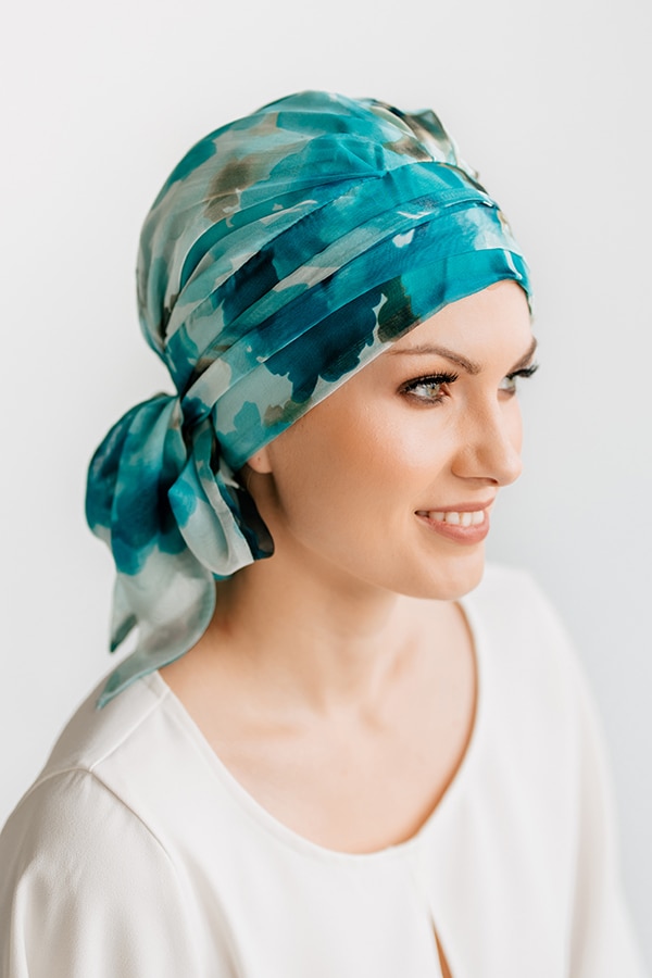 Turban sal Amelia sifon de matase K/2 albastru - eMAG.ro