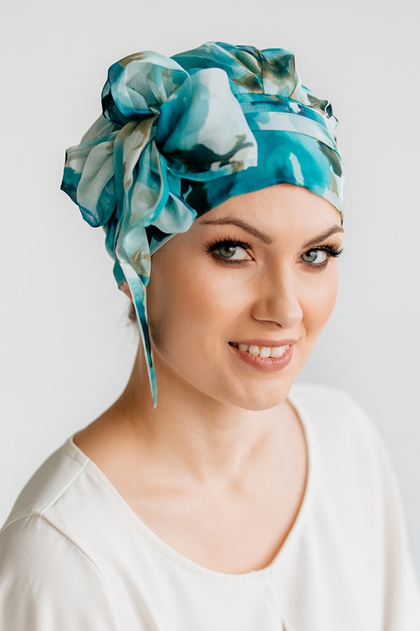 Turban sal Amelia sifon de matase K/2 albastru - eMAG.ro