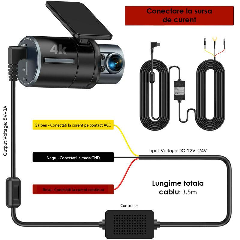 Kit alimentare continua camera auto 12V - USB-C 5V/3A, PS Products, cablu 3.5m, 4 adaptoare ...