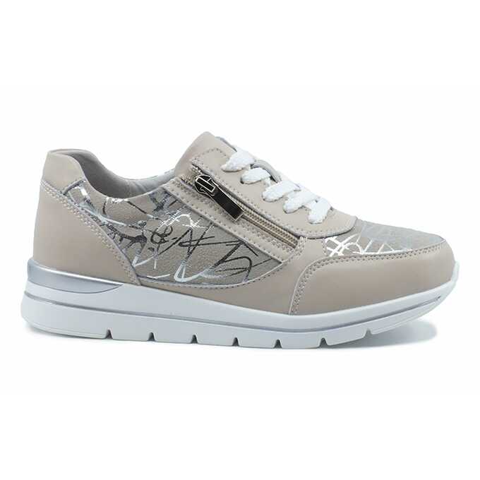 Pantofi sport dama, Maria Conti, din piele naturala, cu fermoar lateral ...