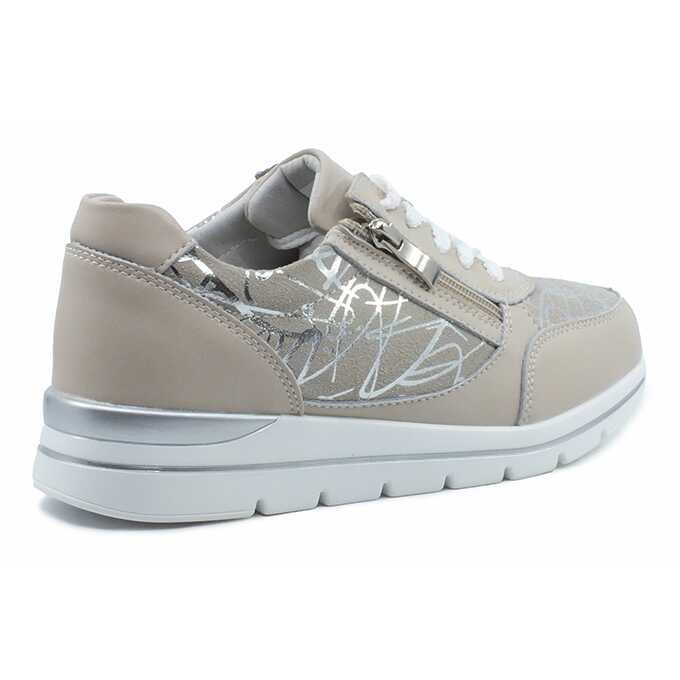 Pantofi sport dama, Maria Conti, din piele naturala, cu fermoar lateral ...
