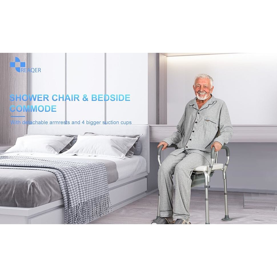 Scaun cu WC de Camera GABOS™, pliabil, din otel si inox, cu suport ...