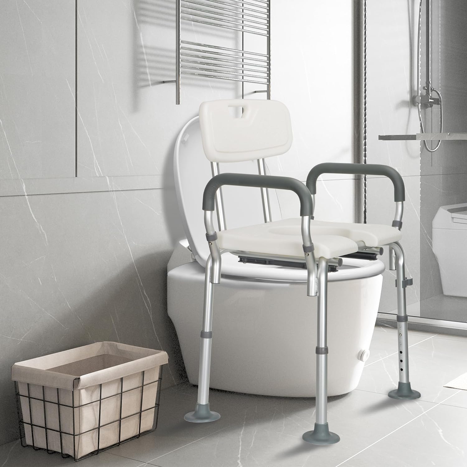 Scaun cu WC de Camera GABOS™, pliabil, din otel si inox, cu suport ...