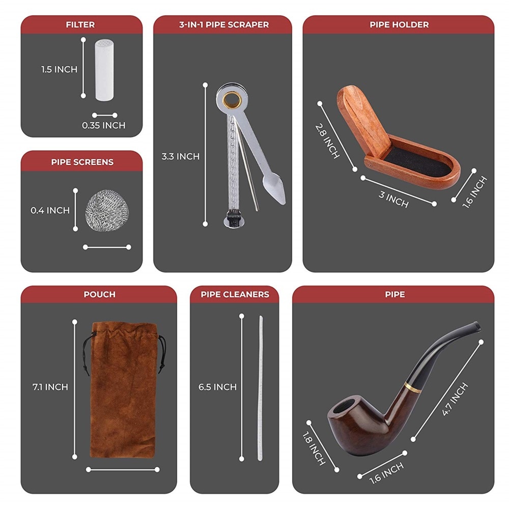 Pipa de fumat, Lemn Abanos, 10 filtre, Maro - eMAG.ro