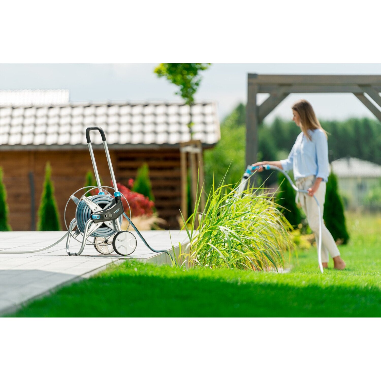 Furtun de gradina cu carucior Cellfast Explorer Ergo, 1/2", 30 m, gri ...