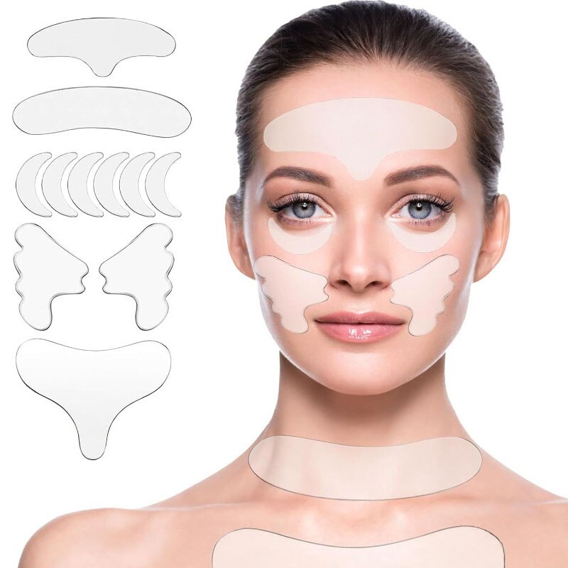 Set de 11 plasturi antirid si antiaging, Silicon, Reutilizabili ...