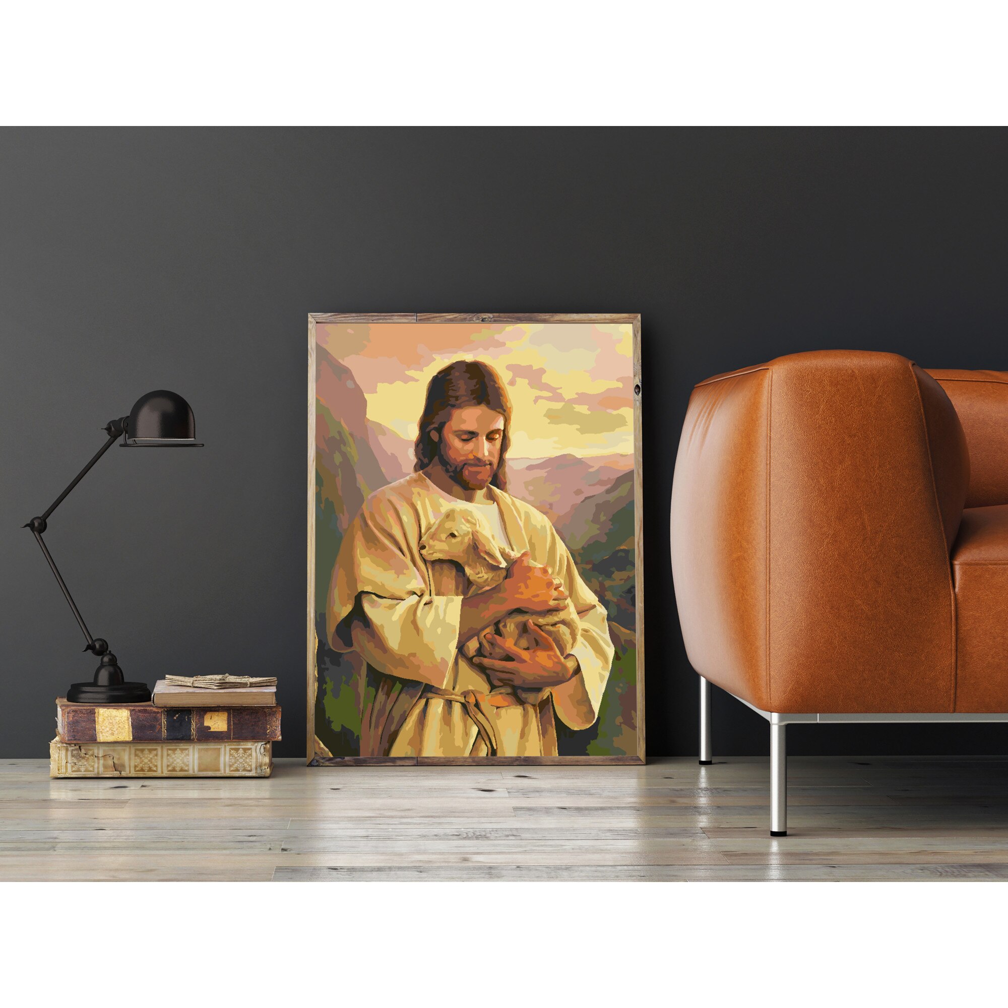 Set pictura pe numere Isus Hristos 4168, panza bumbac pe rama lemn ...