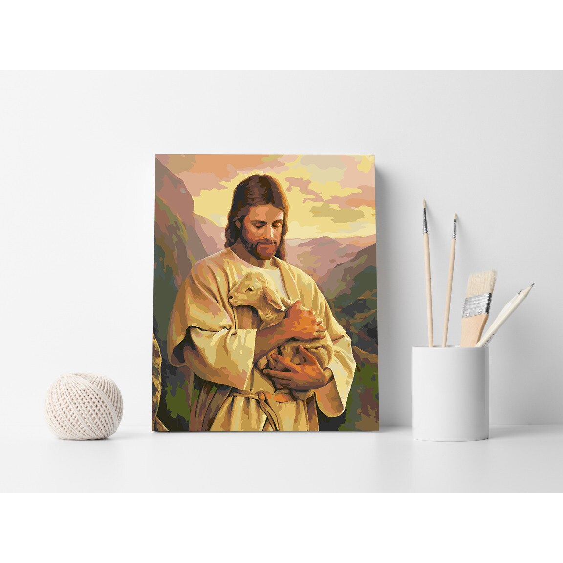 Set pictura pe numere Isus Hristos 4168, panza bumbac pe rama lemn ...