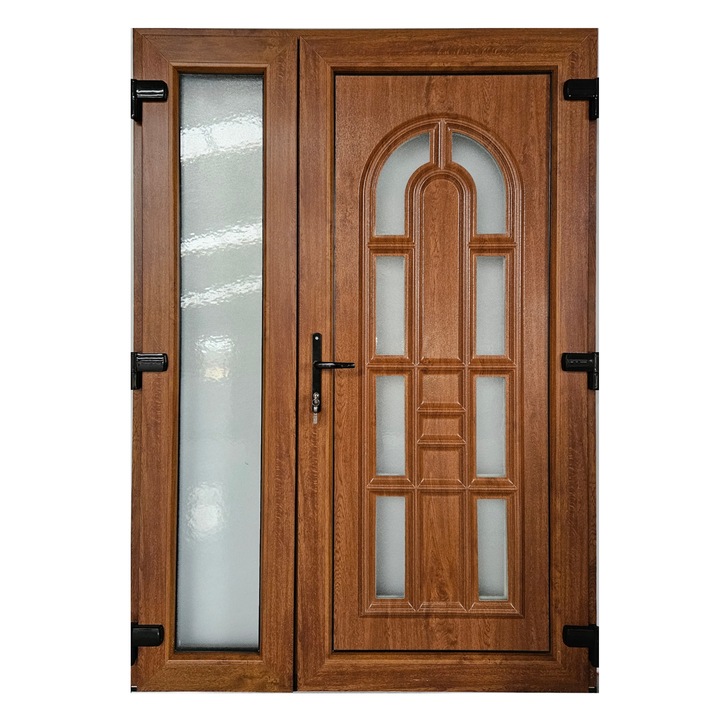 Usa exterior, PVC, cu geam termopan, Arkadia Glass 130x200 - Stejar ...