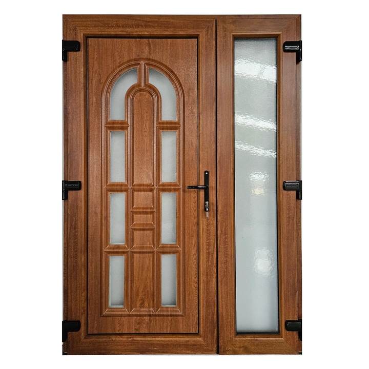 Usa exterior, PVC, cu geam termopan, Arkadia Glass 130x200 - Stejar ...