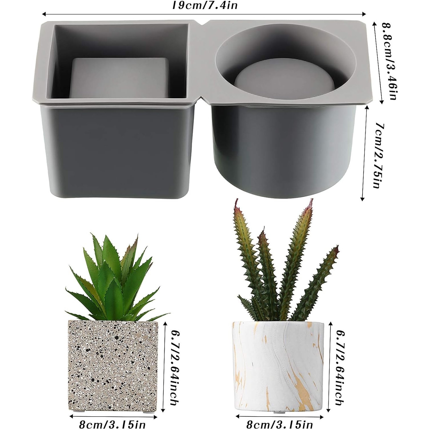 Set 2 Matrite din Silicon, Joystos, Pentru Minighiveci din Ciment ...