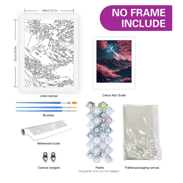 Set Pictura pe Numere, Muntele cu Ciresi Roz, 40 x 50 cm, Panza ...