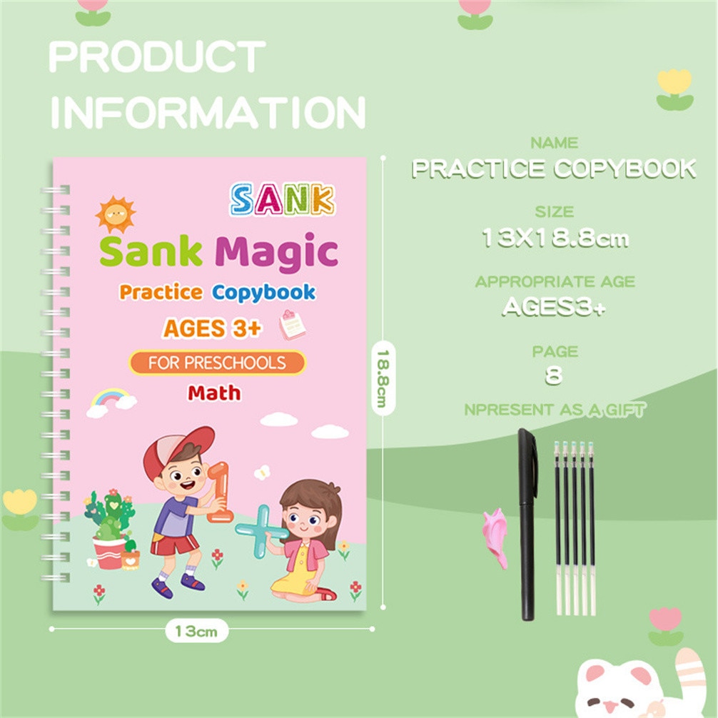 Set cu 4 caiete de lucru si stilou magic pentru scris si desenat Sank ...
