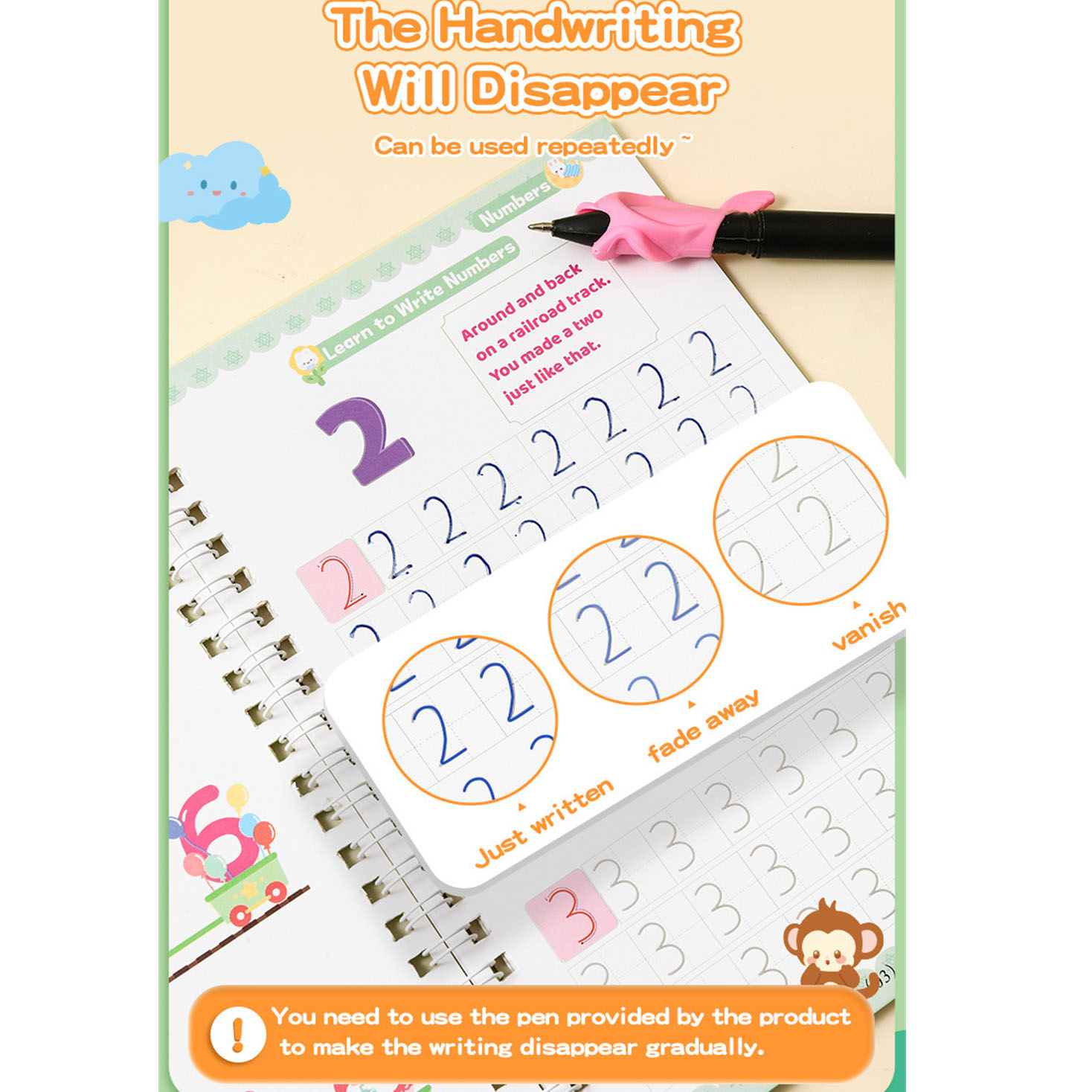 Set cu 4 caiete de lucru si stilou magic pentru scris si desenat Sank ...