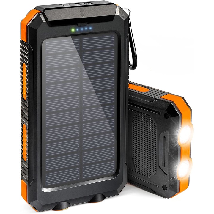 Incarcator portabil, Baterie externa, Incarcare solara, 20000 mAh ...