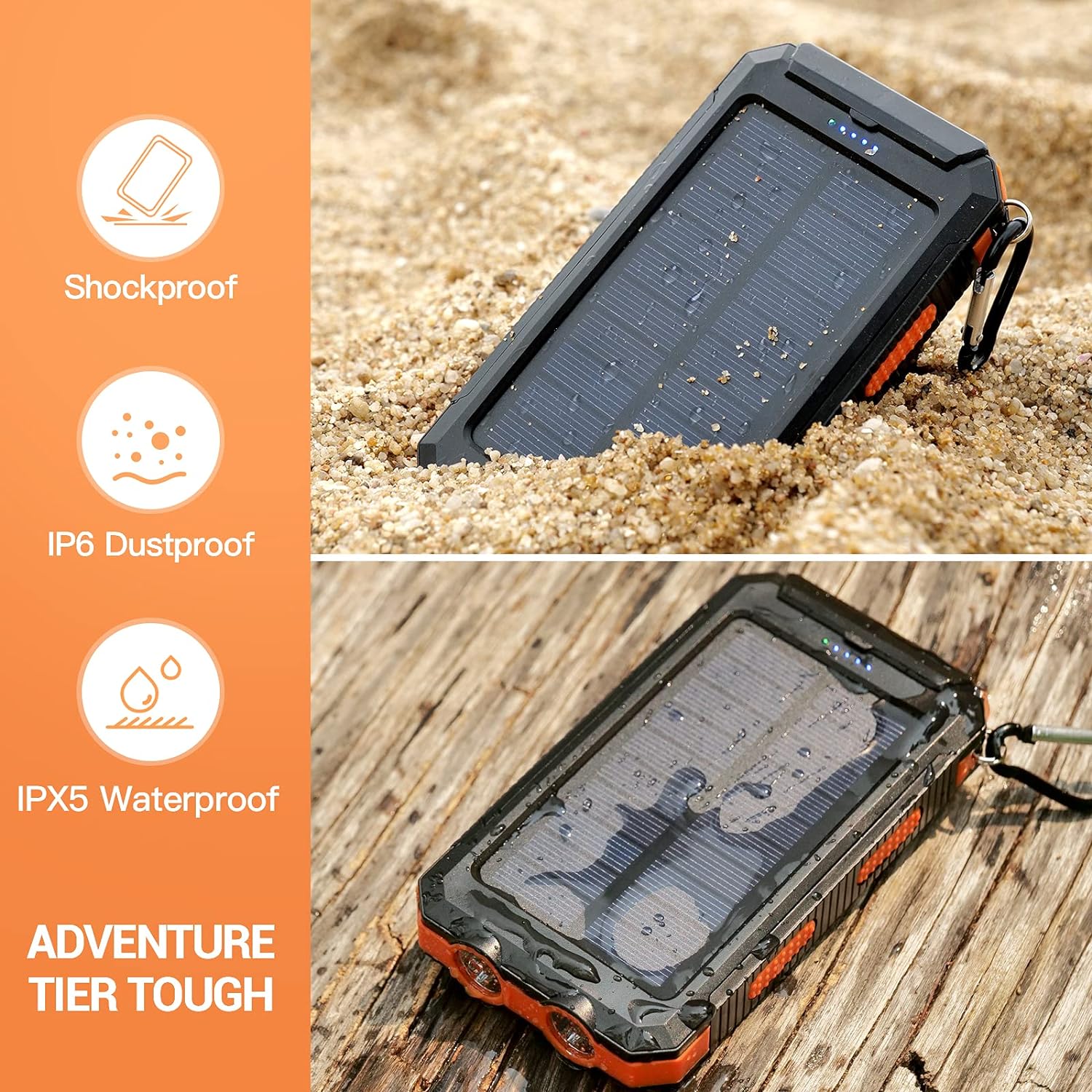 Incarcator portabil, Baterie externa, Incarcare solara, 20000 mAh ...
