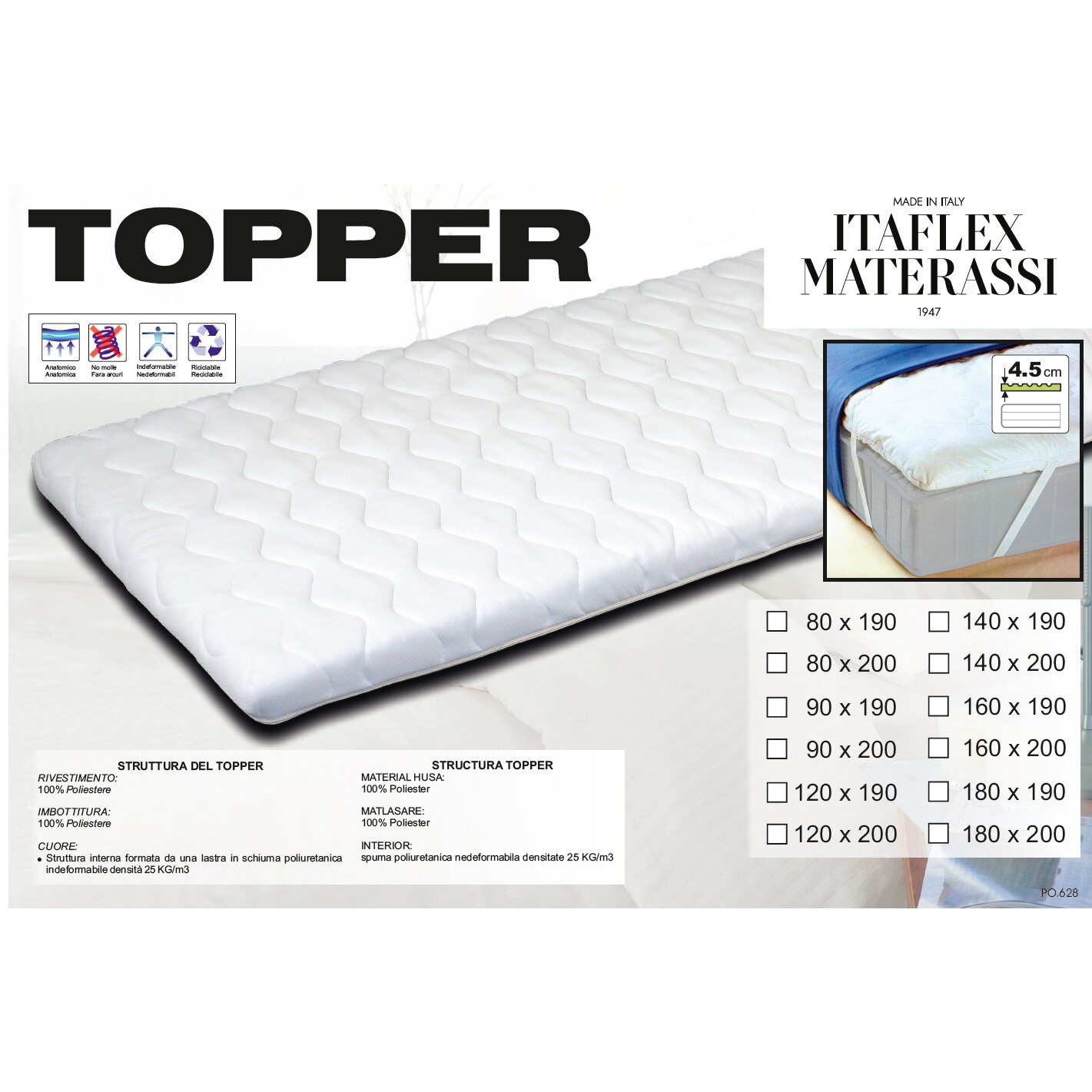 Topper saltea Laura, spuma poliuretanica, 160x200x4, 5cm - eMAG.ro