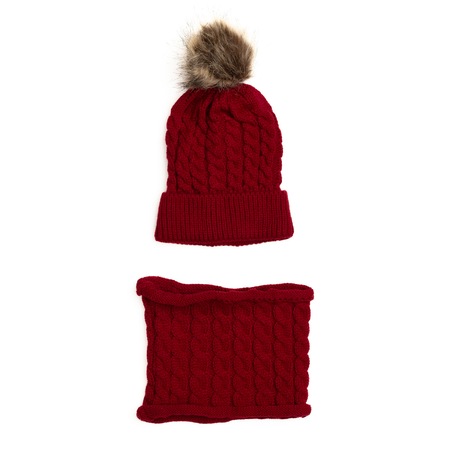 Set Caciula crosetata cu mot si fular, copii, Melvelo - Ruby - eMAG.ro