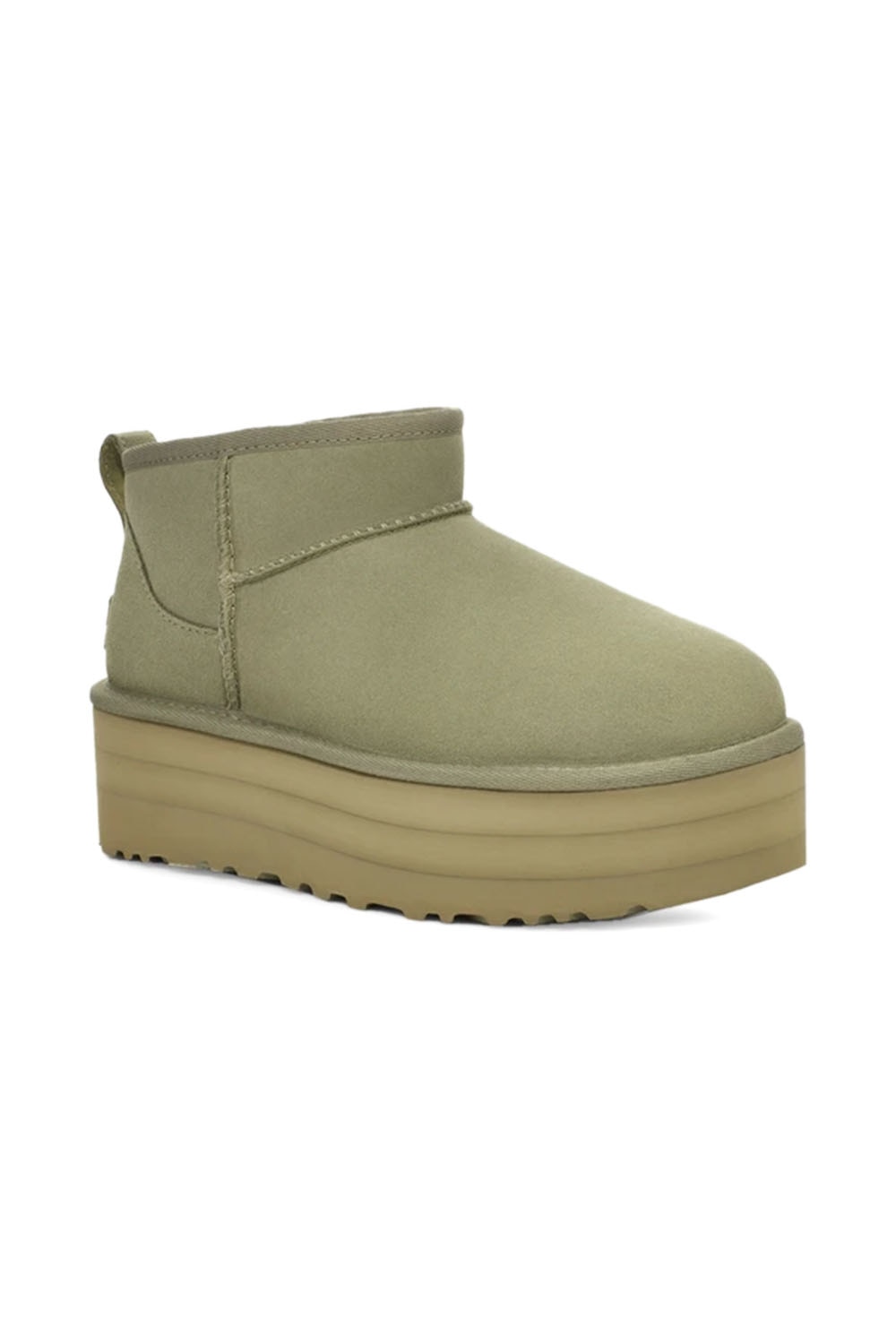 Ghete dama, UGG, Classic Ultra Mini Platform, Piele intoarsa, Verde, 41 ...