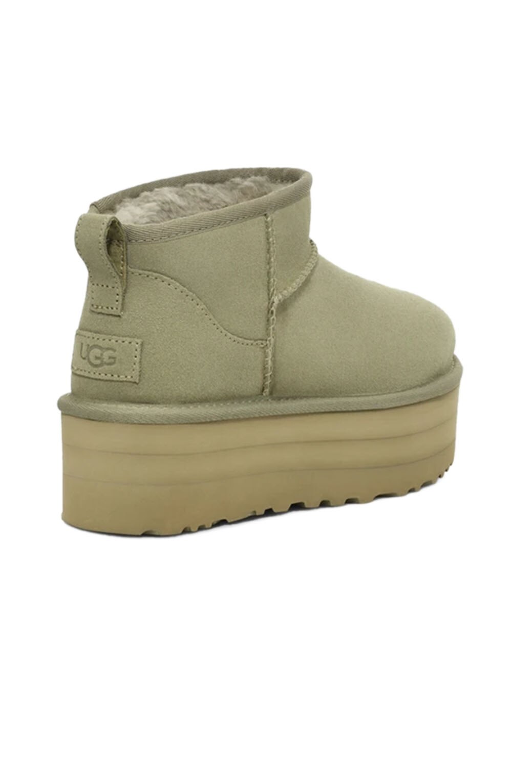 Ghete dama, UGG, Classic Ultra Mini Platform, Piele intoarsa, Verde, 41 ...