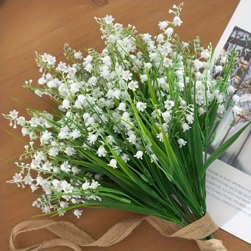 Lacramioare silicon, aspect natural, buchet bogat cu 5 tije, 32 cm ...