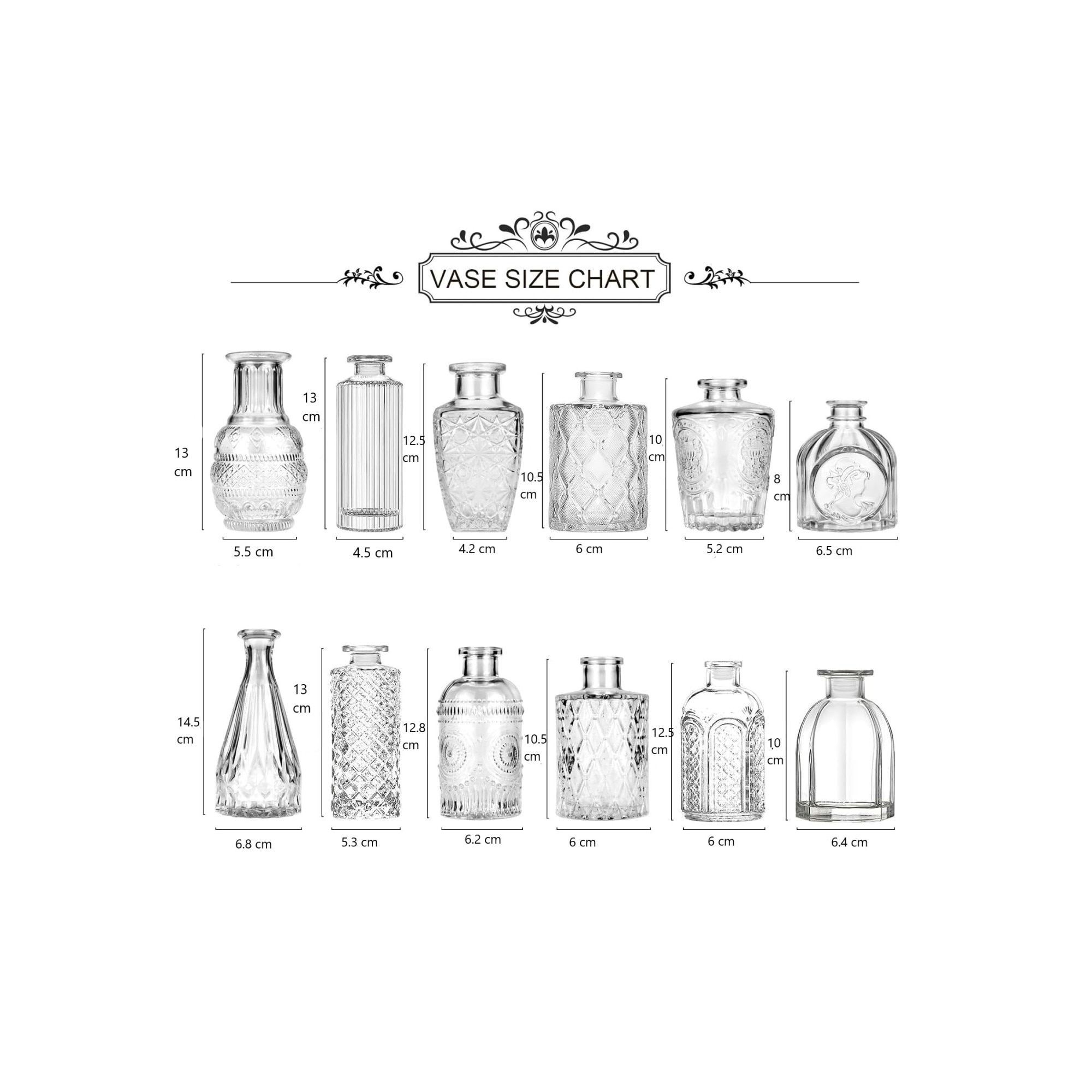 Set 12 Vaze decorative din sticla, de mici dimensiuni, modele distincte ...