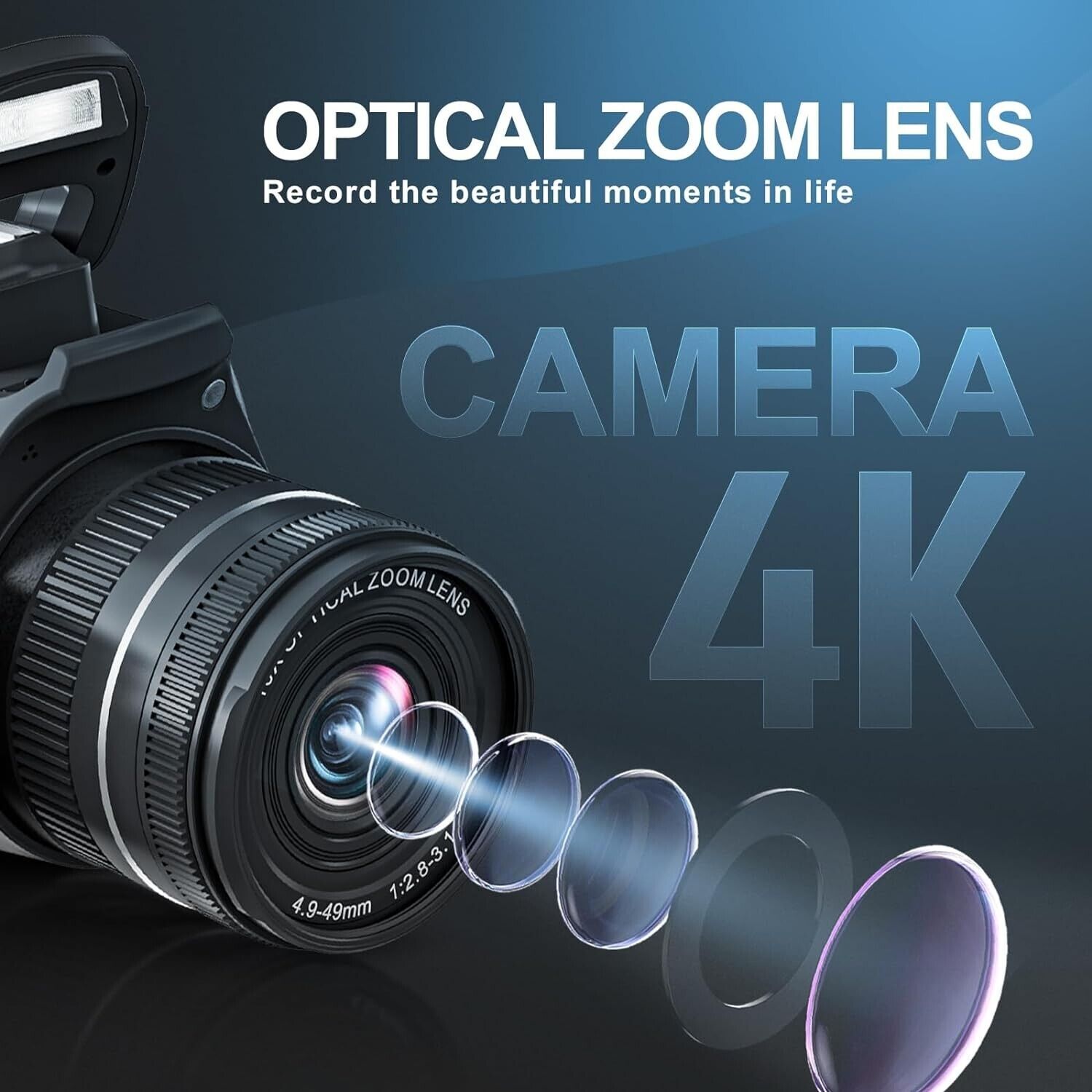 Aparat foto digital MOSMAOO®, 64MP, 4K Ultra HD, 10X Optical Zoom, 3.0 ...