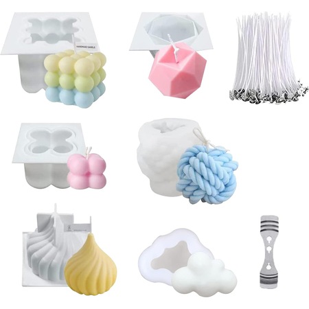 Matrita din silicon pentru lumanari de ceara, NUODWELL, 6 forme cu bule ...
