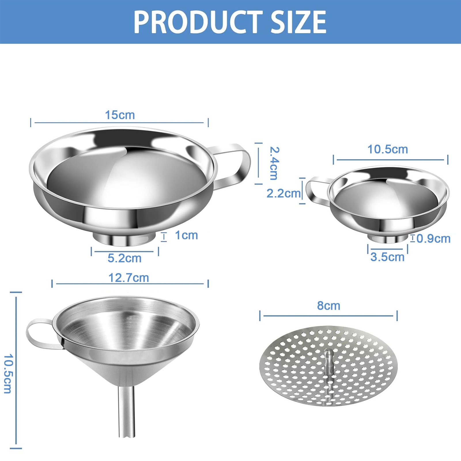 Set 3 buc palnie inox pentru borcane, NUODWELL, Echipat cu filtru ...