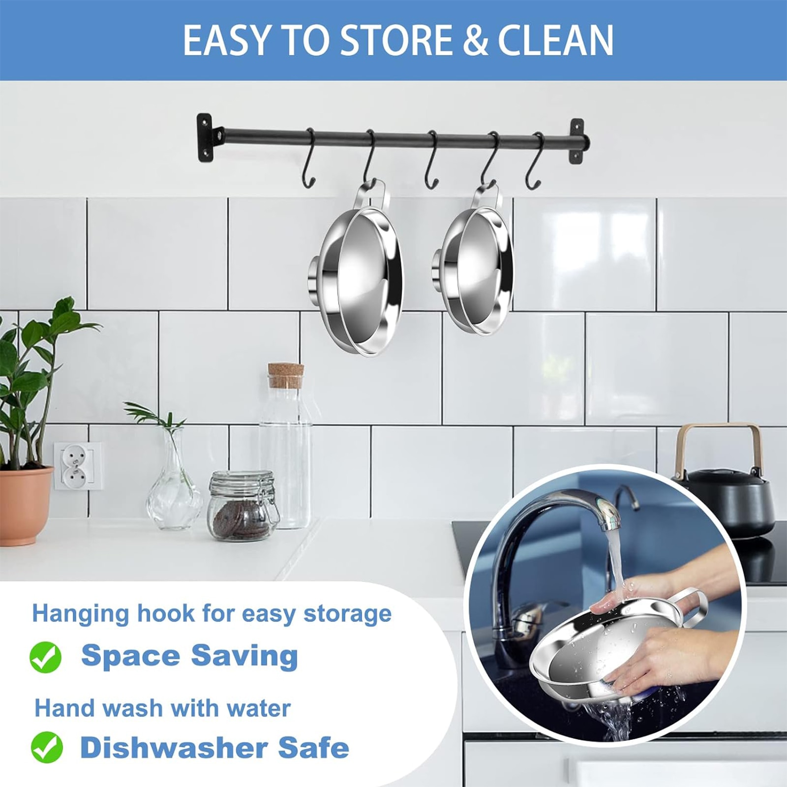Set 3 buc palnie inox pentru borcane, NUODWELL, Echipat cu filtru ...