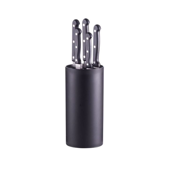 Set cutite din inox in suport din plastic, 6 piese Knife Block Zeller ...