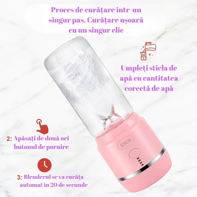 Mini Blender portabil, Producator personal de Smoothie, baterie reincarcabila USB de 4000 mAh, 6 ...