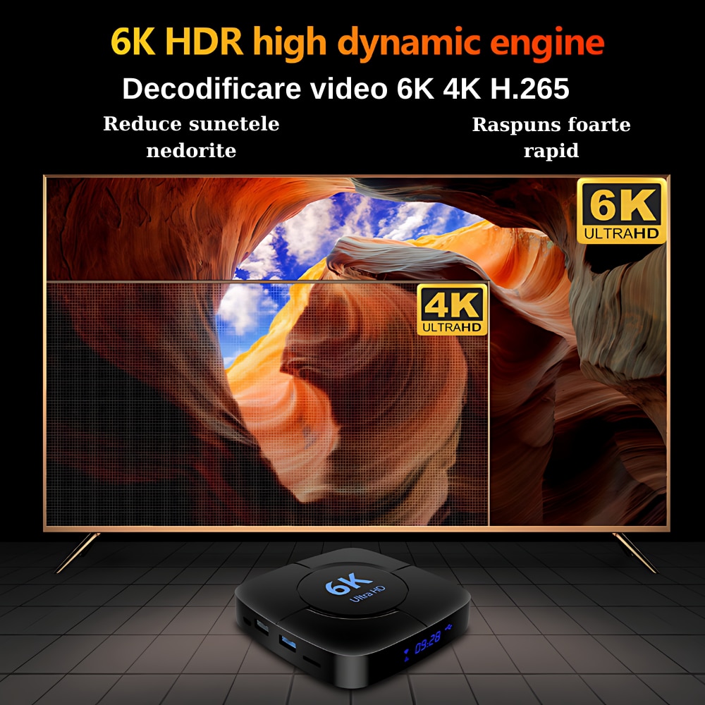 Мултимедиен плейър TV box, Android 10.0, 6K, 2.4G/5G Dual Wi-Fi, 6K ...