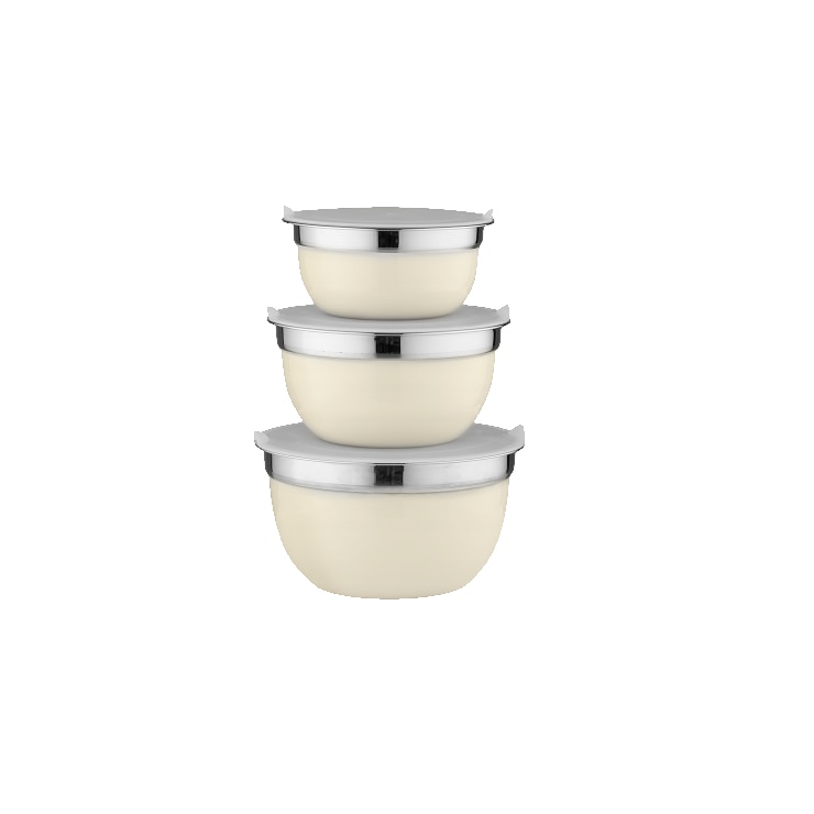 Set 3 boluri pentru bucatarie cu capac, din inox, 14/16/18 cm, 6 piese ...