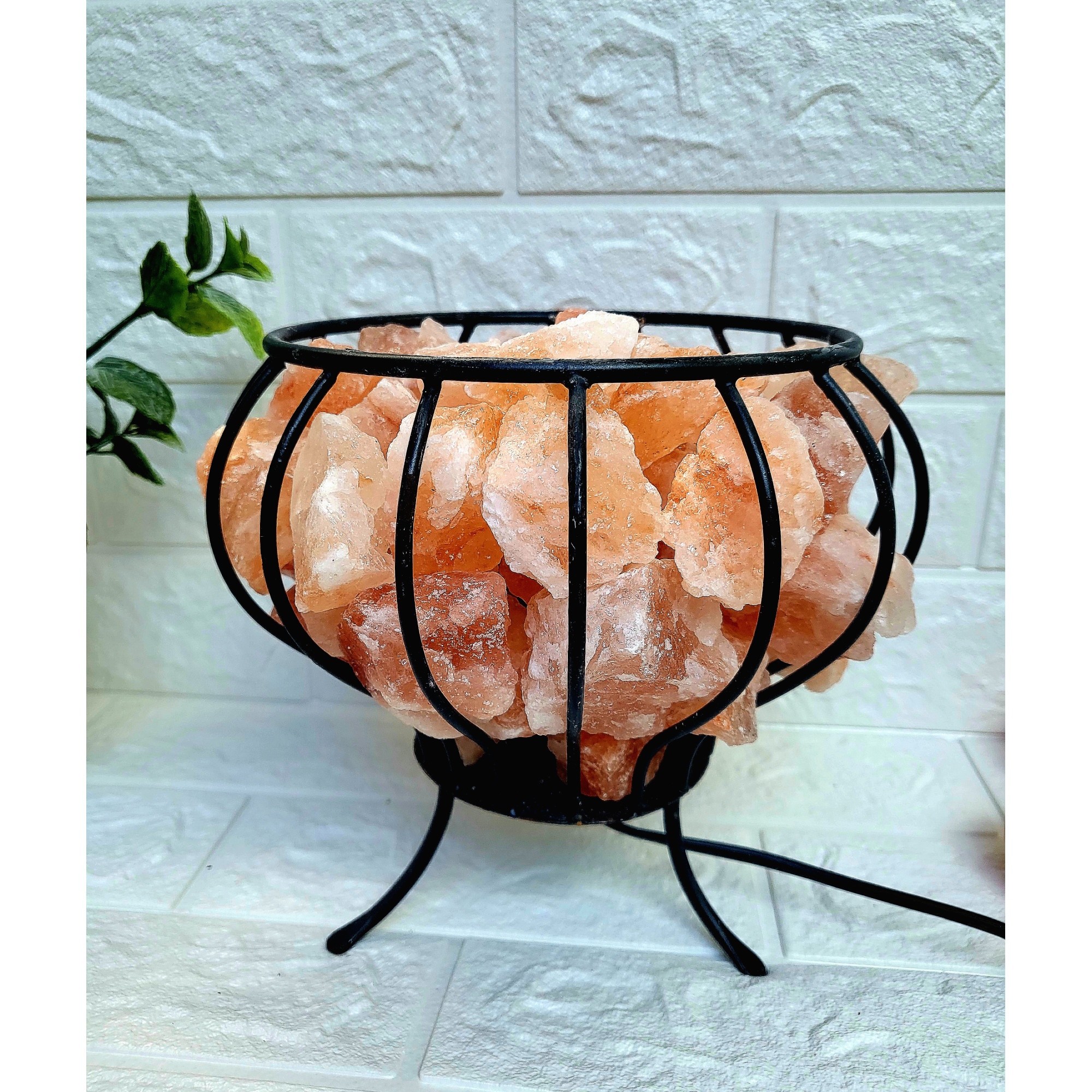 Лампа хималайска сол Salt Home, Ковано желязо, E14, 220 - 240V, Розова ...