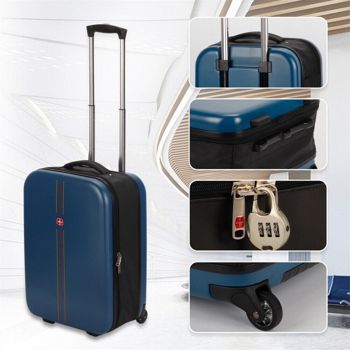 Troler pliabil mare de calatorie, Dasbo®, carcasa dura material ABS si ...