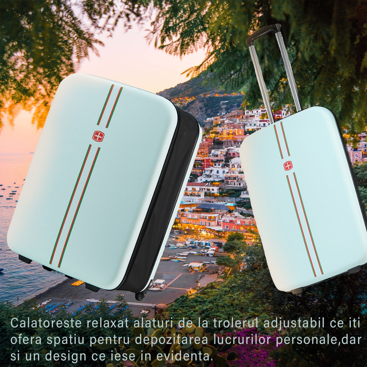 Valiza pliabila mare de calatorie, carcasa dura material ABS si PC ...