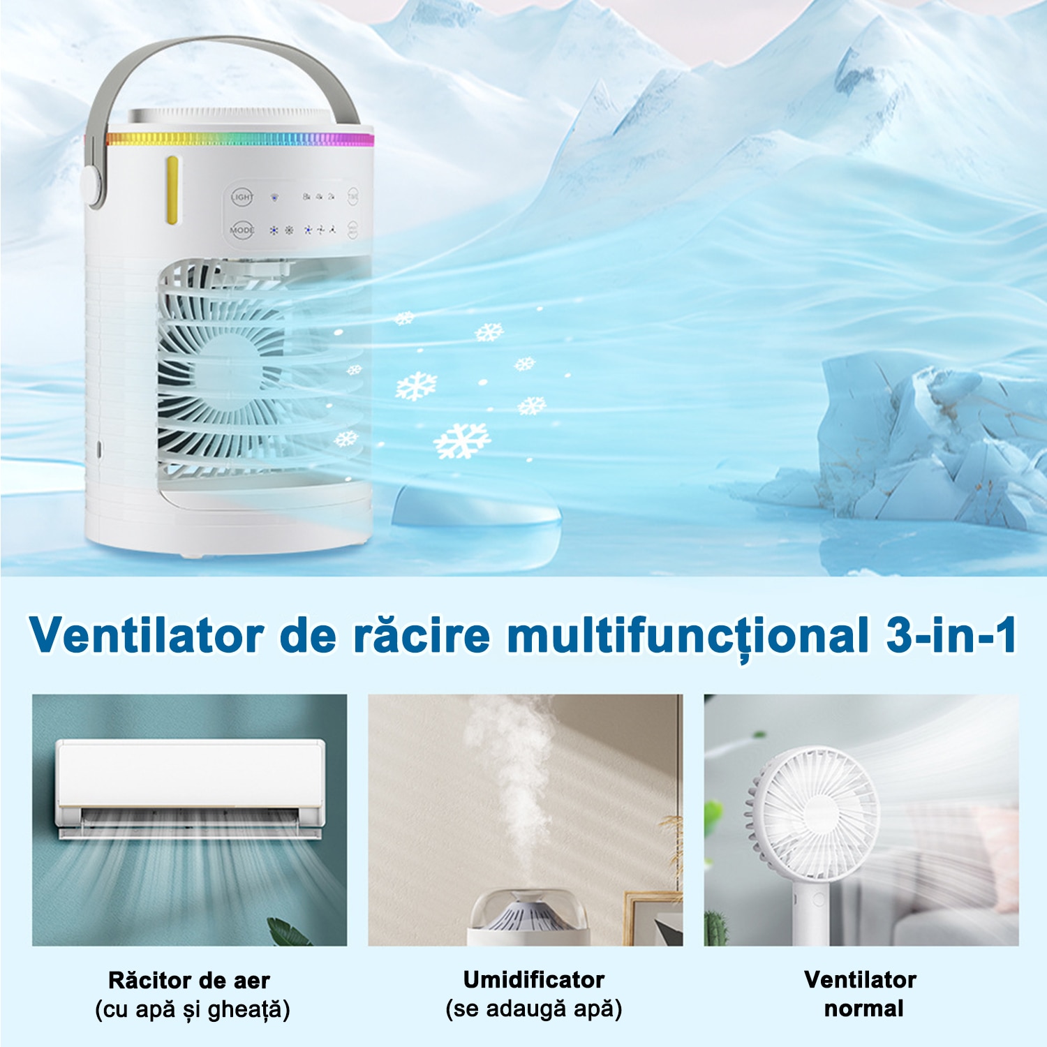 Racitor aer, Xinxu, Purificare si Umidificare Aer, 3 viteze, Iluminare ...