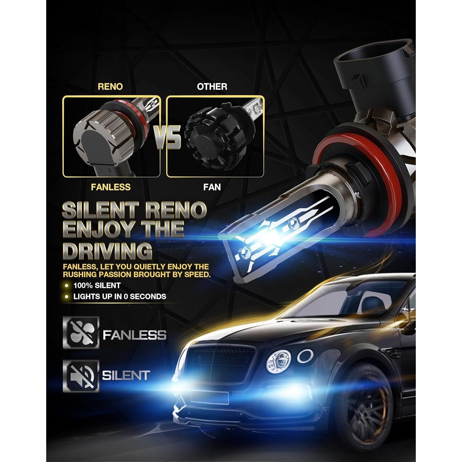 Set 2 becuri LED Auto H11, H8, H9, 60 W, Lumina alba rece 6500K, Faruri ...