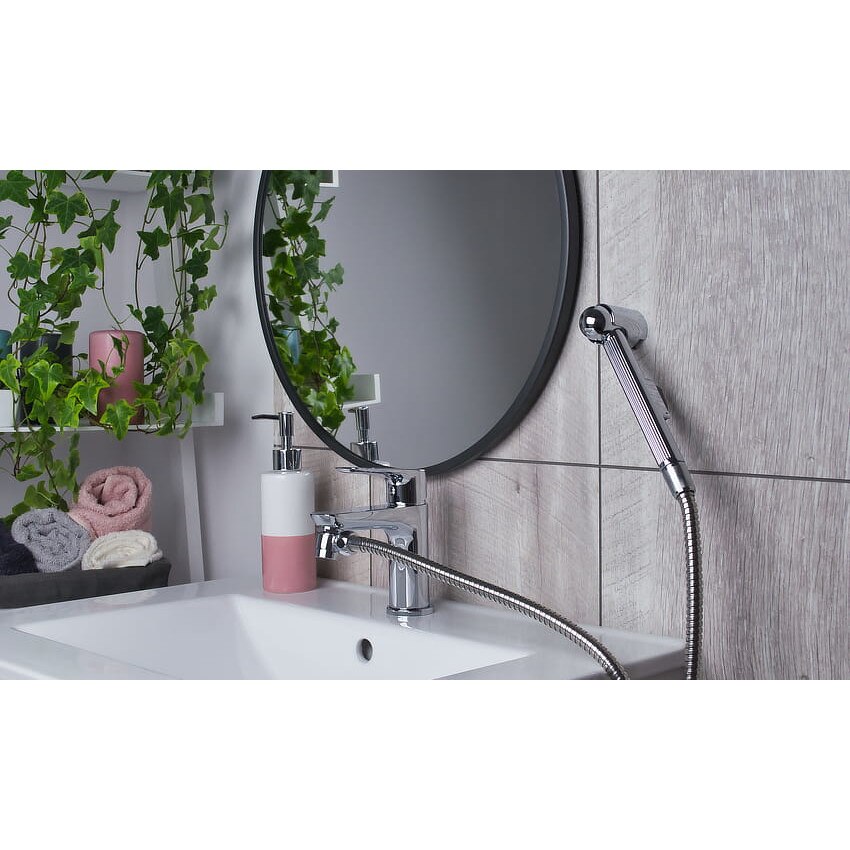 Set dus 4 piese montare lavoar sau bideu cu furtun 150 cm, distribuitor ...