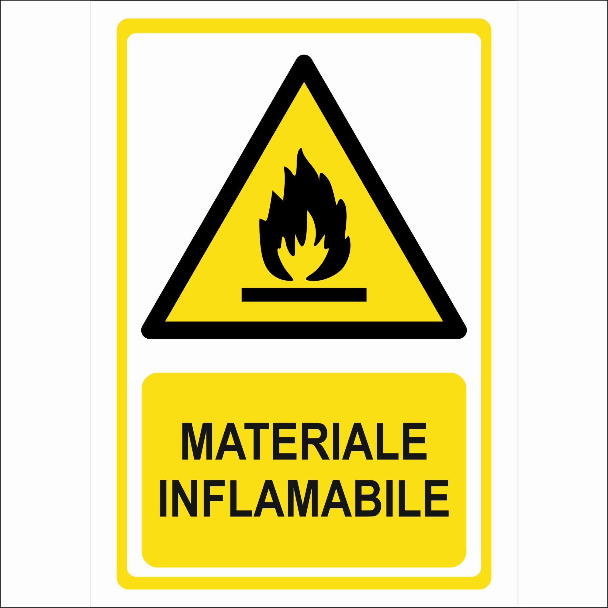 Indicator de avertizare Materiale inflamabile, autocolant hartie ...