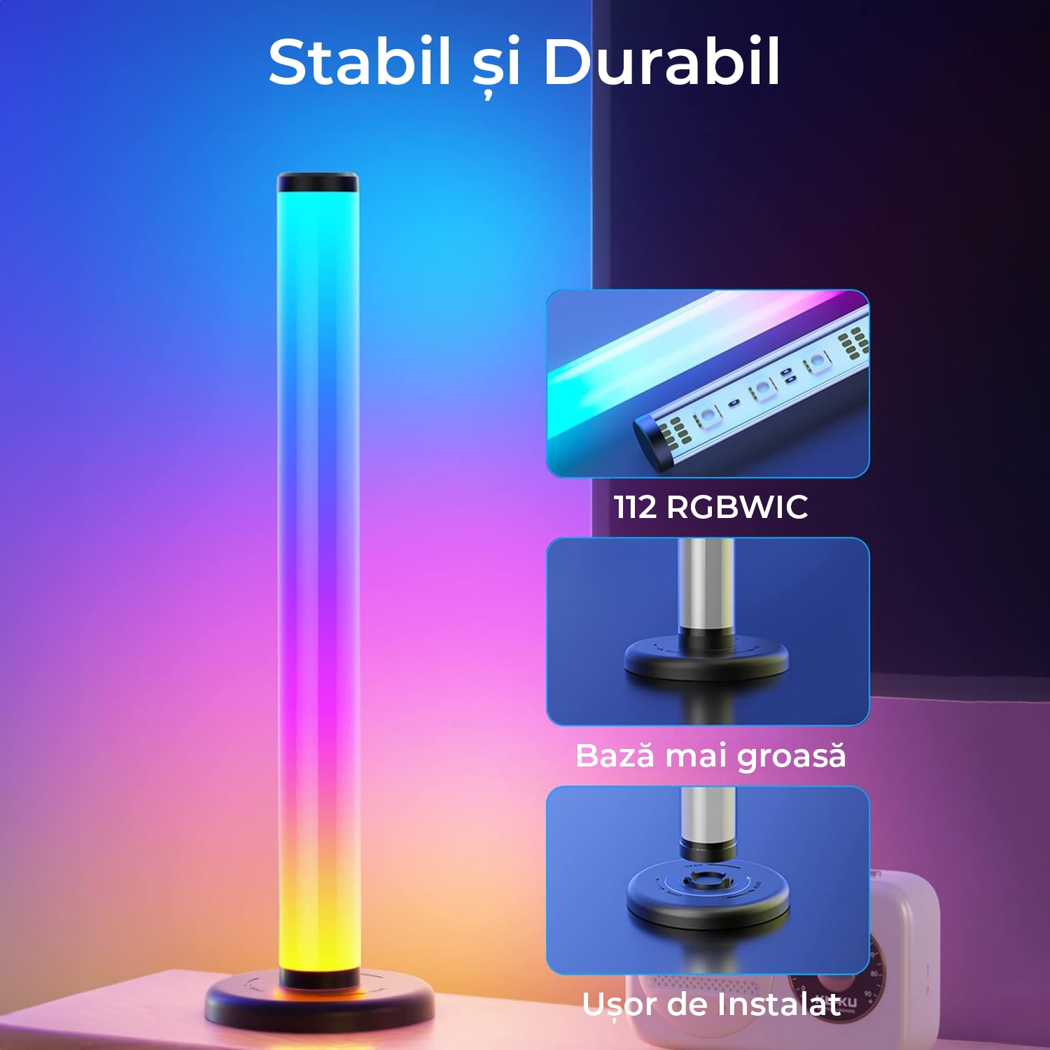 Bare luminoase inteligente cu leduri RGB Elindor® 360°, lumina ...
