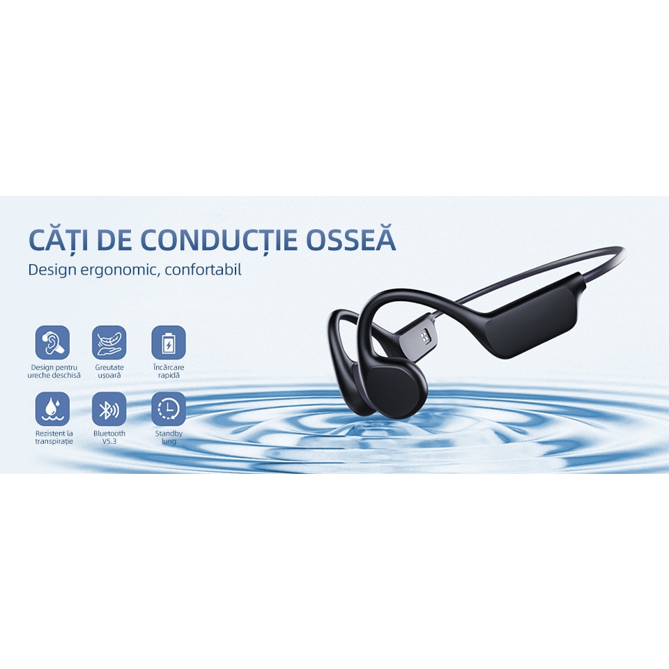 Casti cu conductie osoasa, REDKID, recomandate pentru inot rezistente ...