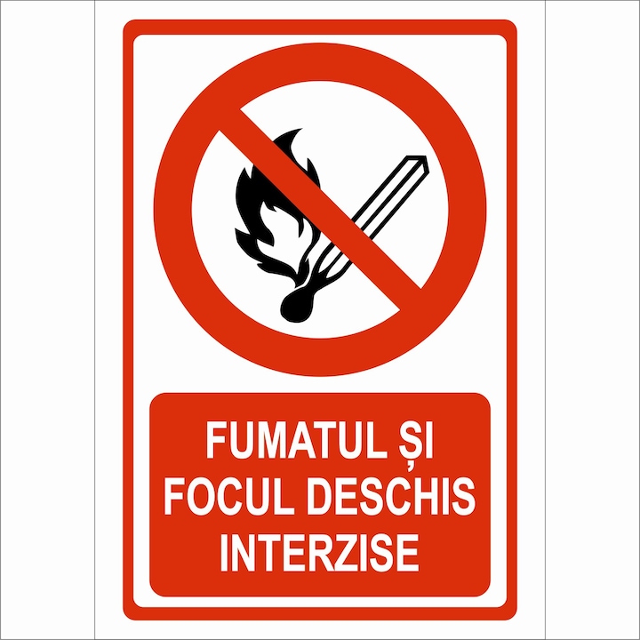 Indicator de interzicere Fumatul si focul deschis interzise, autocolant ...