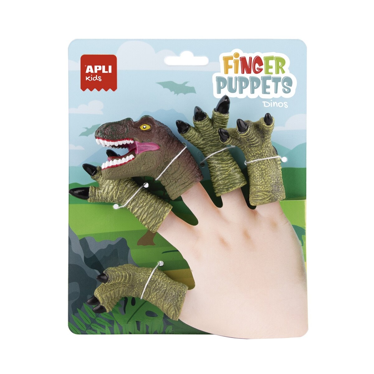 Set marionete degete APLI Kids, Dinozaur T-rex, plastic, 3 ani, pentru ...
